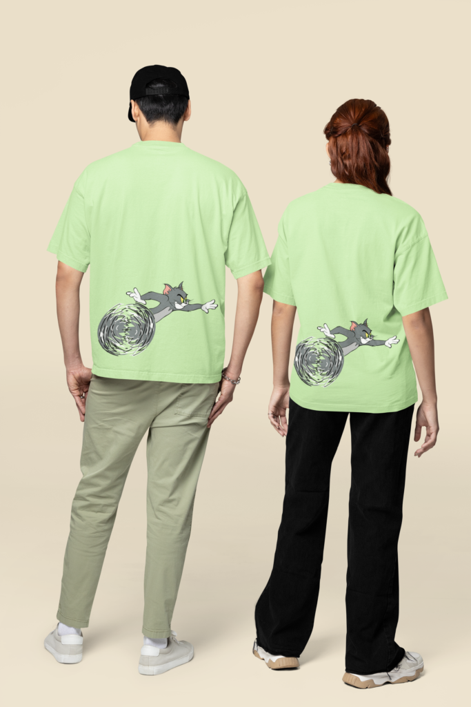 Tom and Jerry Sage Green Oversized T-shirt - Spiffy